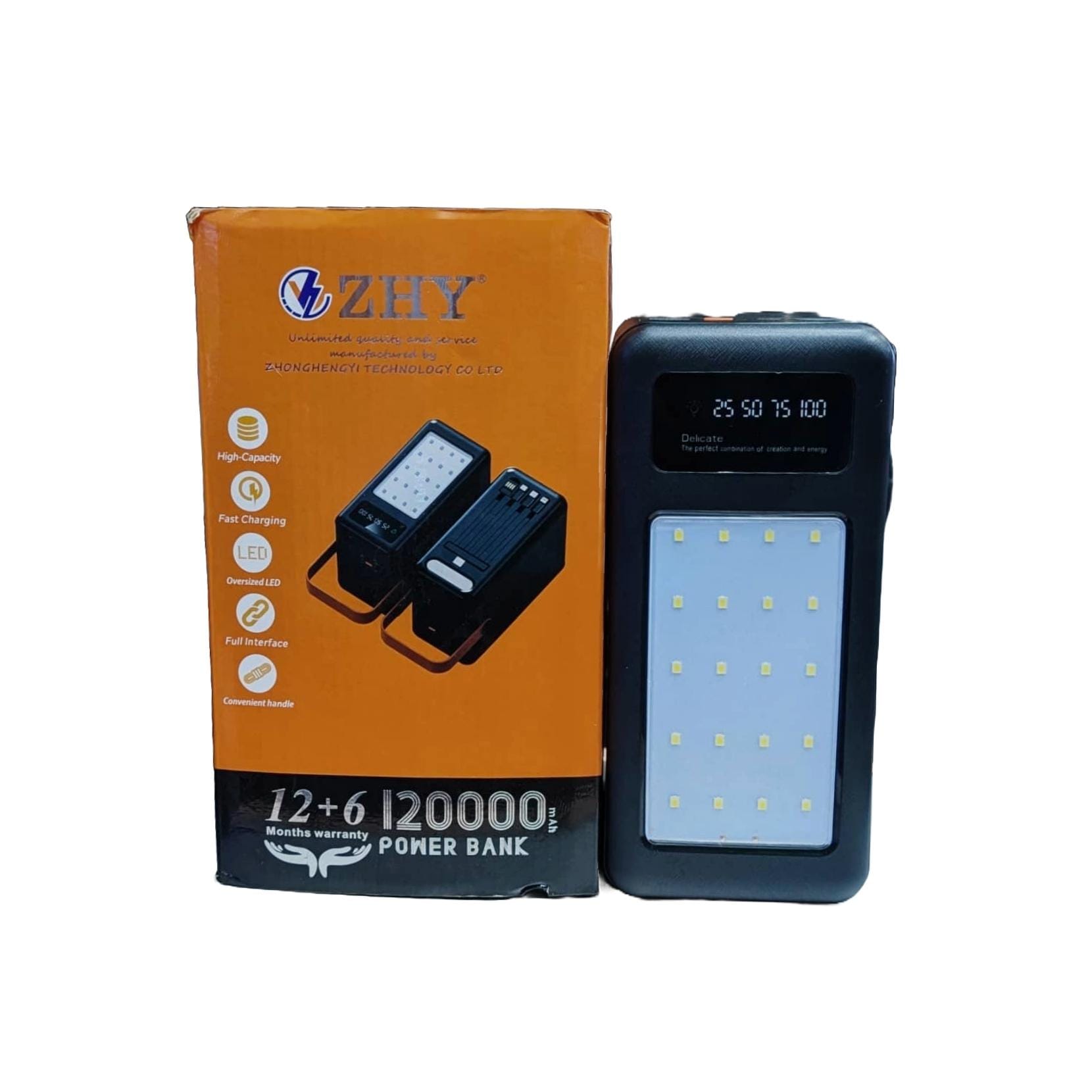 Premium ZHY 120000mah Power bank With Big LED Lights - Fairprice Mall
