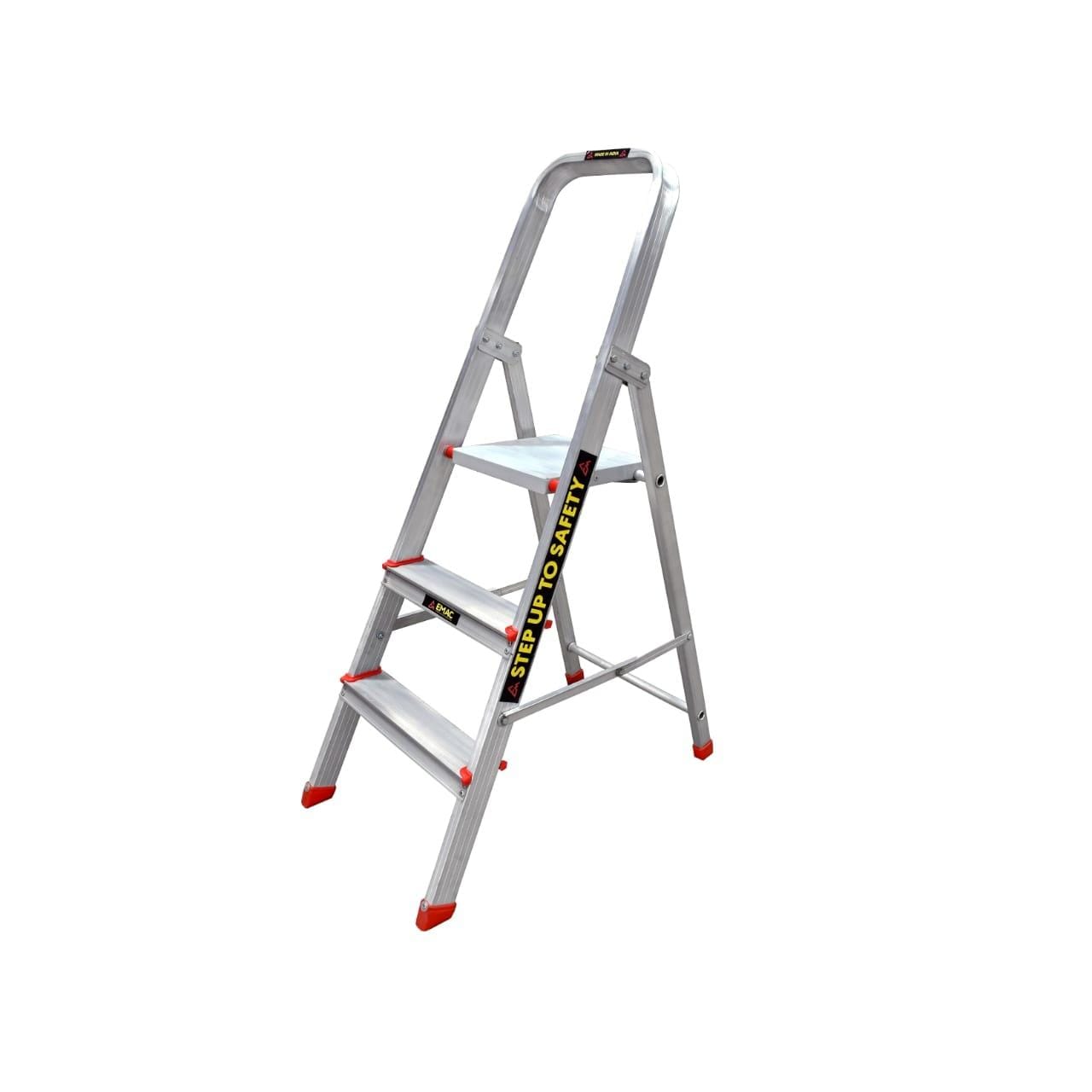 EMAC 3 Steps Aluminium Ladder with Safety Locking Mechanism- Foldable ...