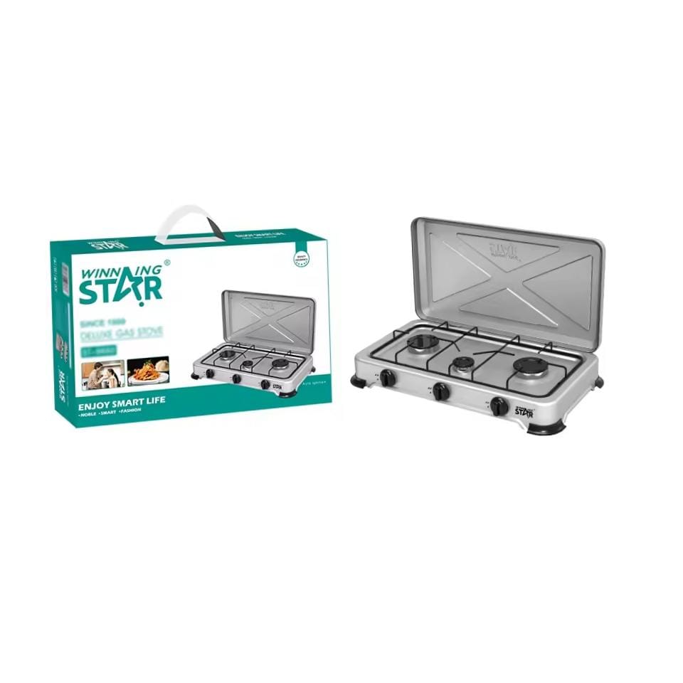 Winning Star ST-9660 Deluxe 3-Burner Gas Stove with Electronic Ignition ...