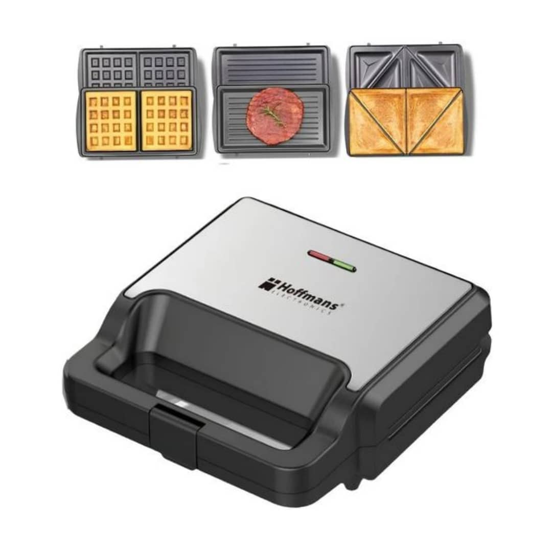Hoffmans HM-3019 3-in-1 Sandwich Maker Set – 1000W, Interchangeable ...