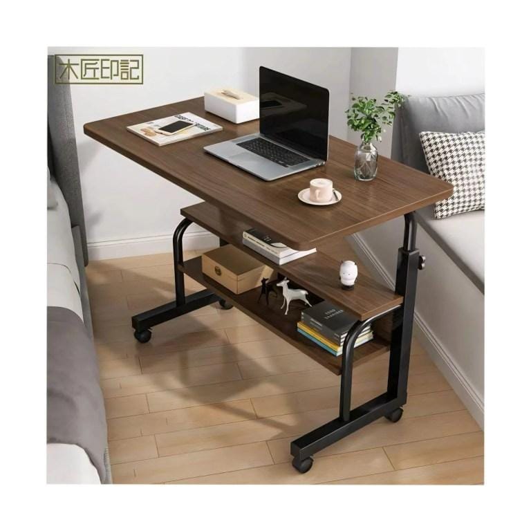 Adjustable Laptop Table with Lockable Wheels and Storage – Height ...