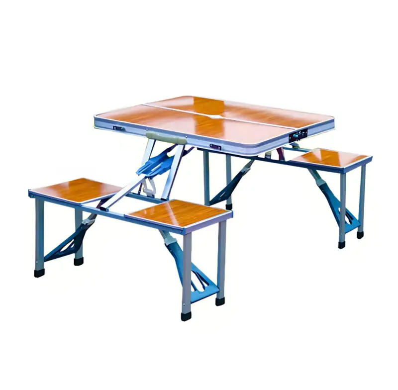 Portable Folding Compact Aluminum Picnic Table with Chair & Adjustable ...