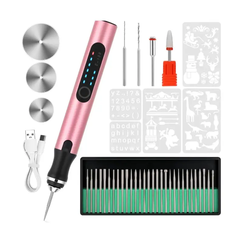 USB Rechargeable Engraving Pen – 20 Bits Cordless Engraver Machine ...